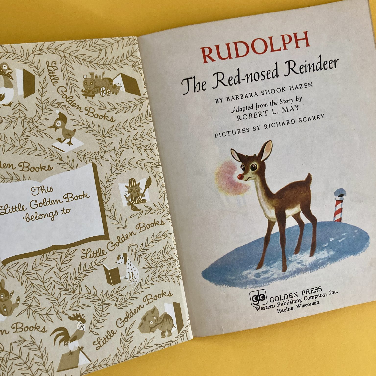 Rudolph the Red-Nosed Reindeer, 21st Print, Vintage Little Golden Book ...