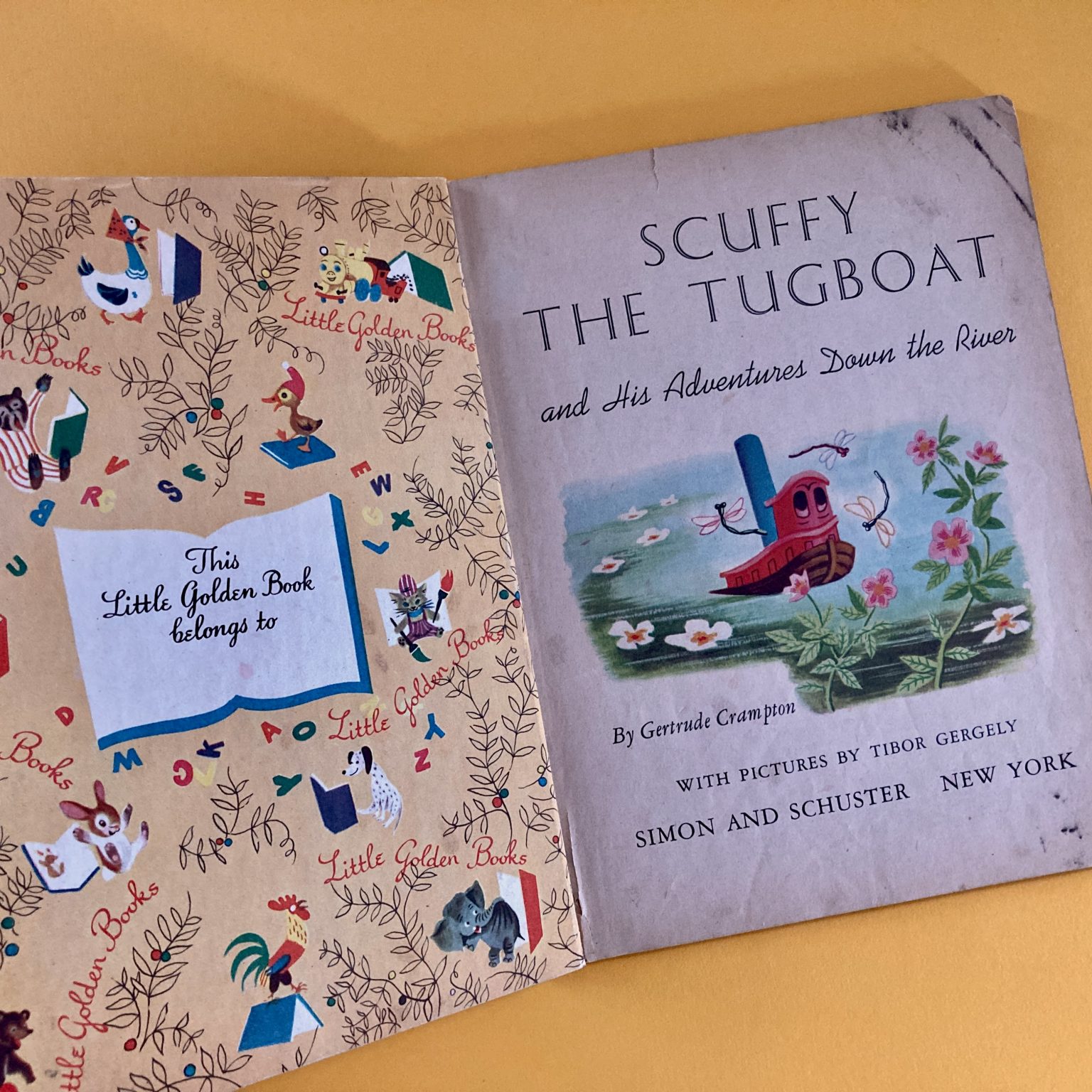 Scuffy the Tugboat, C (3rd), Vintage Little Golden Book, 1955 ...